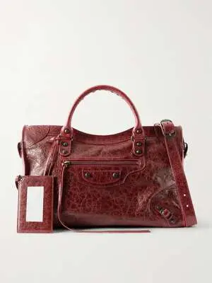 Balenciaga Le City Crinkled-leather Shoulder Bag - Red