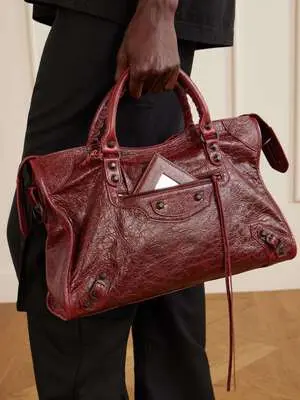Balenciaga Le City Crinkled-leather Shoulder Bag