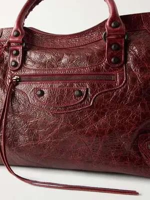 Balenciaga Le City Crinkled-leather Shoulder Bag