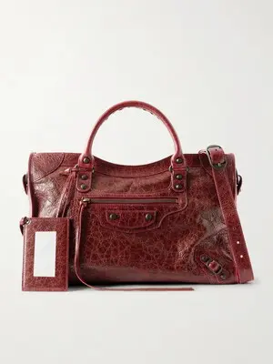 Balenciaga Le City Crinkled-leather Shoulder Bag - Red