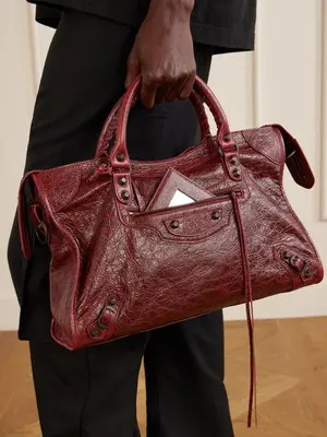 Balenciaga Le City Crinkled-leather Shoulder Bag - Red