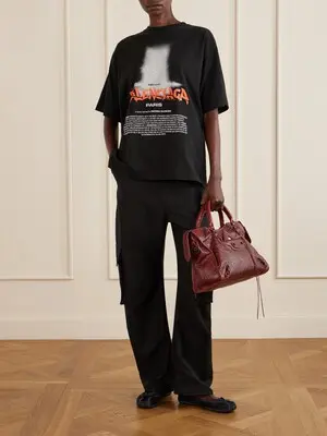 Balenciaga Le City Crinkled-leather Shoulder Bag - Red