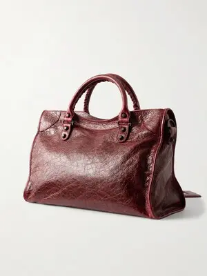 Balenciaga Le City Crinkled-leather Shoulder Bag - Red