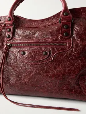 Balenciaga Le City Crinkled-leather Shoulder Bag - Red
