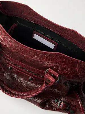 Balenciaga Le City Crinkled-leather Shoulder Bag - Red