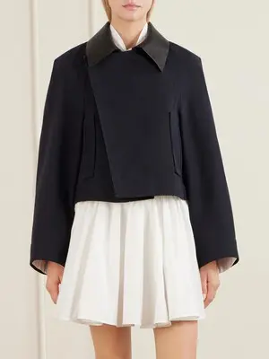 Givenchy Cropped Boxy Jacket With Leather Collar - Blue