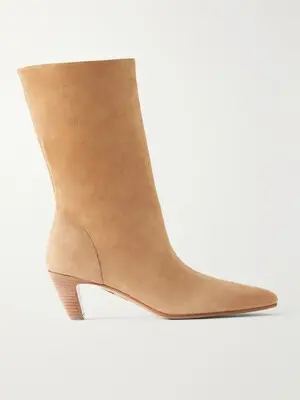 AQUAZZURA Slouchy Suede Ankle Boots - Brown
