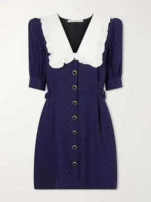 Alessandra Rich Ruffled Silk-jacquard Mini Dress