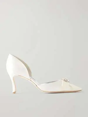 Manolo Blahnik Apidosa 70 Embellished Satin Pumps