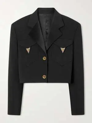 Versace Medusa-embellished Cropped Wool Jacket