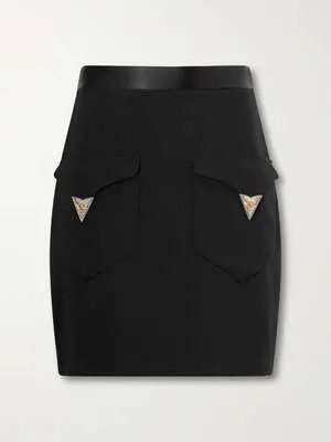Versace Medusa-embellished Wool-blend Mini Skirt - Black