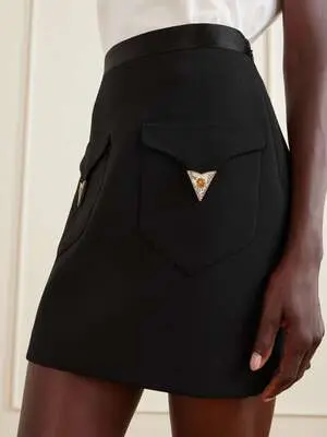 Versace Medusa-embellished Wool-blend Mini Skirt