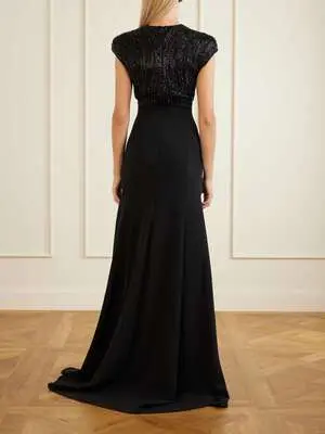 Jenny Packham Moonveil Embellished Georgette-crepe Gown
