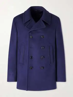 TOM FORD Double-breasted Wool Coat - Navy
