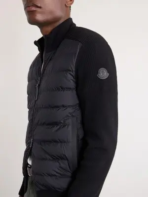 Moncler Quilted Down Jacket With Wool And Cashmere Blend