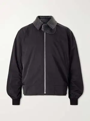 Bottega Veneta Intrecciato Leather-trimmed Twill Blouson Jacket - Black
