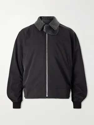 Bottega Veneta Intrecciato Leather-trimmed Twill Blouson Jacket - Black