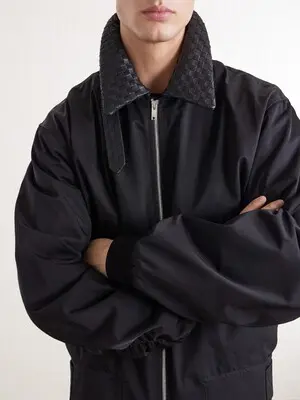 Bottega Veneta Intrecciato Leather-trimmed Twill Blouson Jacket