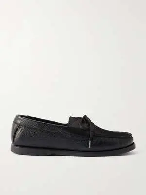 SAMAN AMEL City Moc Full-grain Leather Boat Shoes - Black
