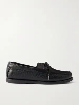 SAMAN AMEL City Moc Full-grain Leather Boat Shoes - Black