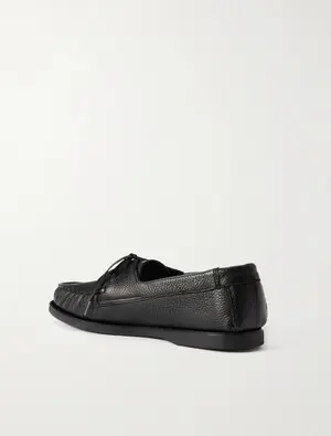 SAMAN AMEL City Moc Full-grain Leather Boat Shoes - Black