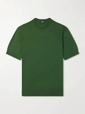 Zegna Knitted Cotton T-shirt - Green