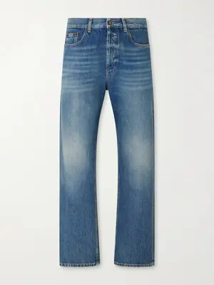 Saint Laurent Straight-leg Distressed Jeans - Blue