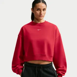 Nike Studio Fleece Medium Weight Oversized Cropped Crew - Red