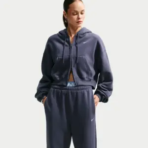 Nike Studio Fleece Medium Weight Oversized Full-zip Cropped Hoodie
