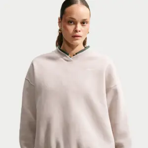 Nike Studio Fleece Medium Weight Oversized V-neck Top - Brown