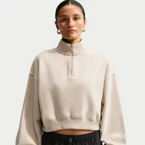 Nike Studio Fleece Cropped 1/4-zip Top - Brown