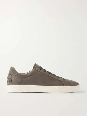 TOD'S Paneled Rubber-trimmed Suede Sneakers - Gray