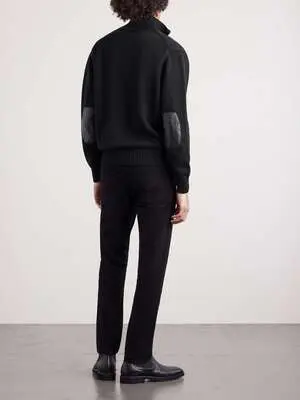 TOM FORD Leather-trimmed Merino Wool Cardigan