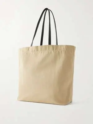 THE ROW Tori Leather-trimmed Cotton-canvas Tote Bag