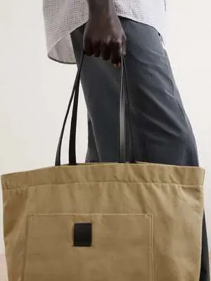 THE ROW Tori Leather-trimmed Cotton-canvas Tote Bag