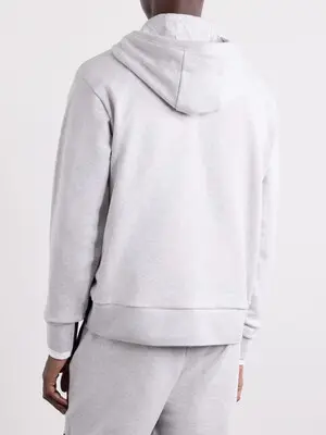 Thom Browne Logo-appliquéd Striped Cotton-jersey Hoodie - Gray