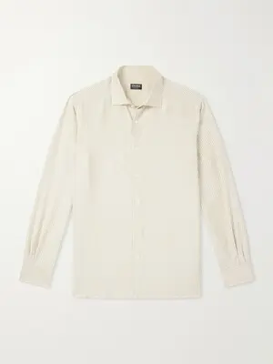 Zegna Striped Silk Shirt - Neutrals