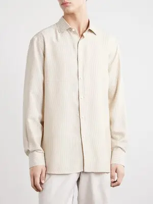 Zegna Striped Silk Shirt - Neutrals