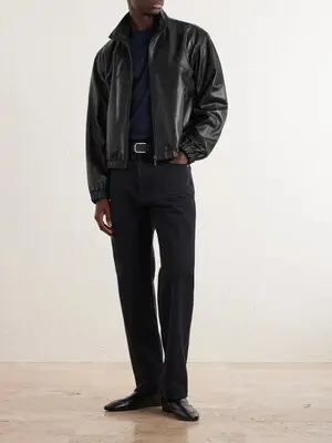 Saint Laurent Zip Up Leather Blouson Jacket