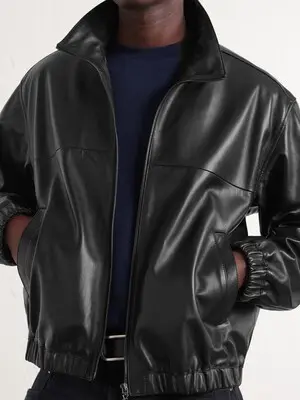 Saint Laurent Zip Up Leather Blouson Jacket
