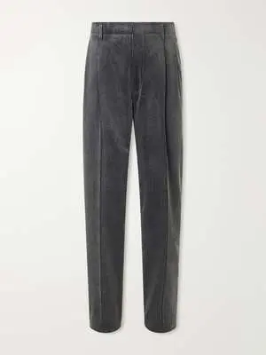Brunello Cucinelli Straight-leg Cotton-corduroy Suit Trousers - Gray