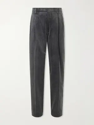 Brunello Cucinelli Straight-leg Cotton-corduroy Trousers - Gray