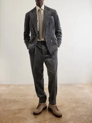 Brunello Cucinelli Straight-leg Cotton-corduroy Trousers - Gray