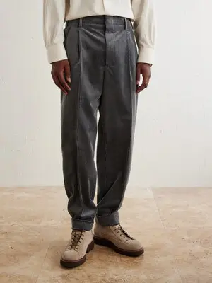 Brunello Cucinelli Straight-leg Cotton-corduroy Trousers - Gray