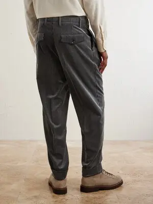 Brunello Cucinelli Straight-leg Cotton-corduroy Trousers - Gray