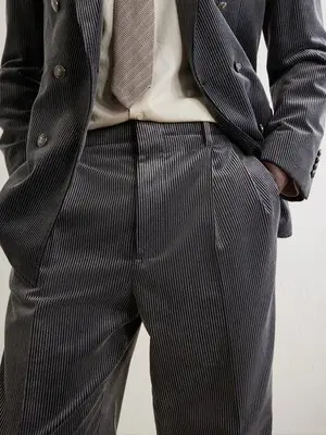 Brunello Cucinelli Straight-leg Cotton-corduroy Trousers - Gray