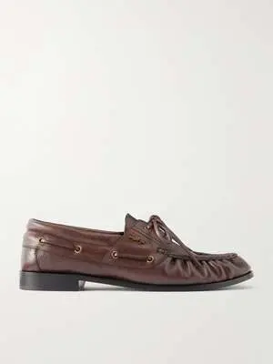 Saint Laurent Le Loafer Monogram Logo-appliquéd Leather Loafers - Brown