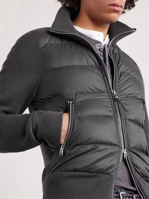TOM FORD Slim-fit Leather-trimmed Quilted Down Jacket