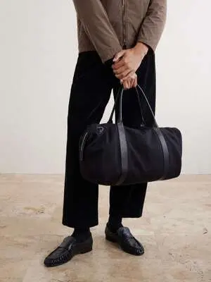 THE ROW Thomas Leather-trimmed Cotton-canvas Duffle Bag