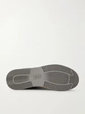 Brunello Cucinelli Suede And Leather-trimmed Shell Sneakers